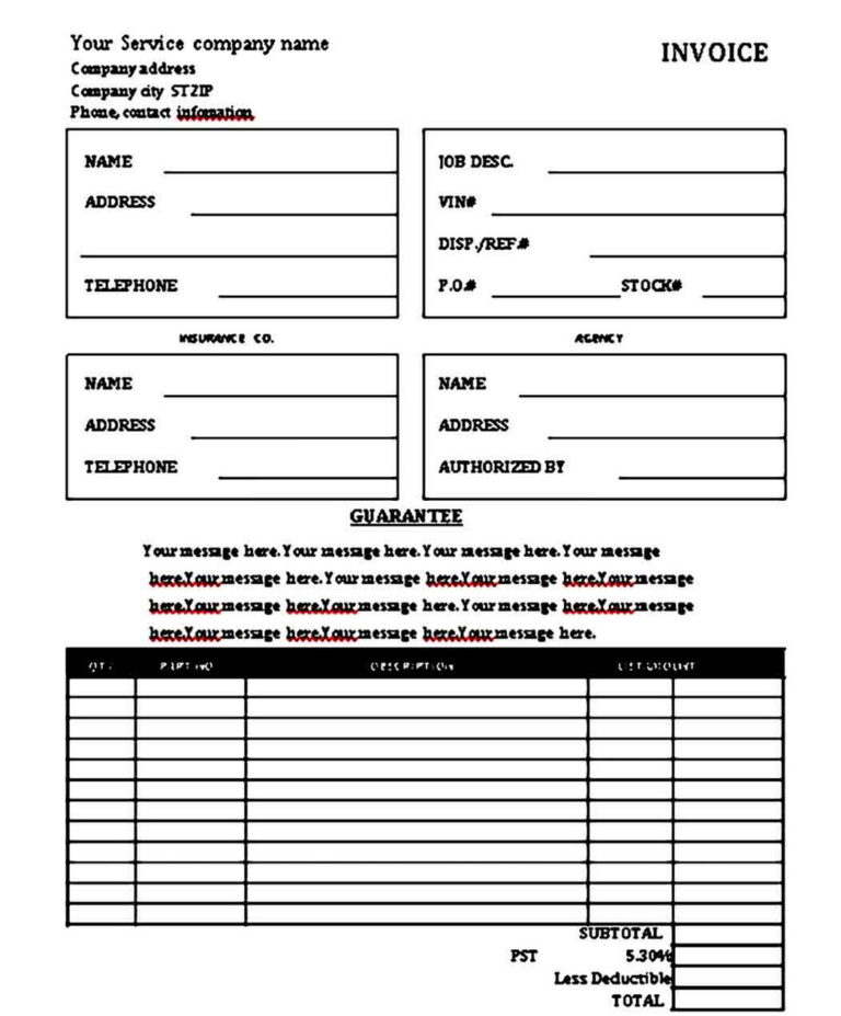 Printable Carpenter Invoice Template | Harian Nusantara