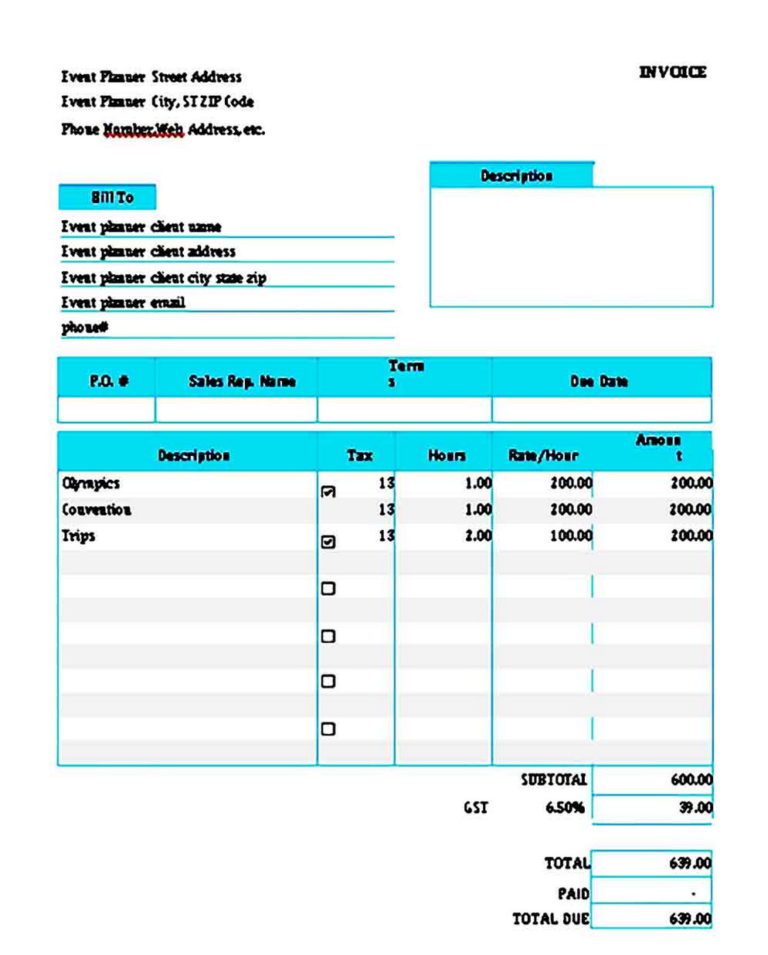 Event Planner Invoice Printable | Harian Nusantara